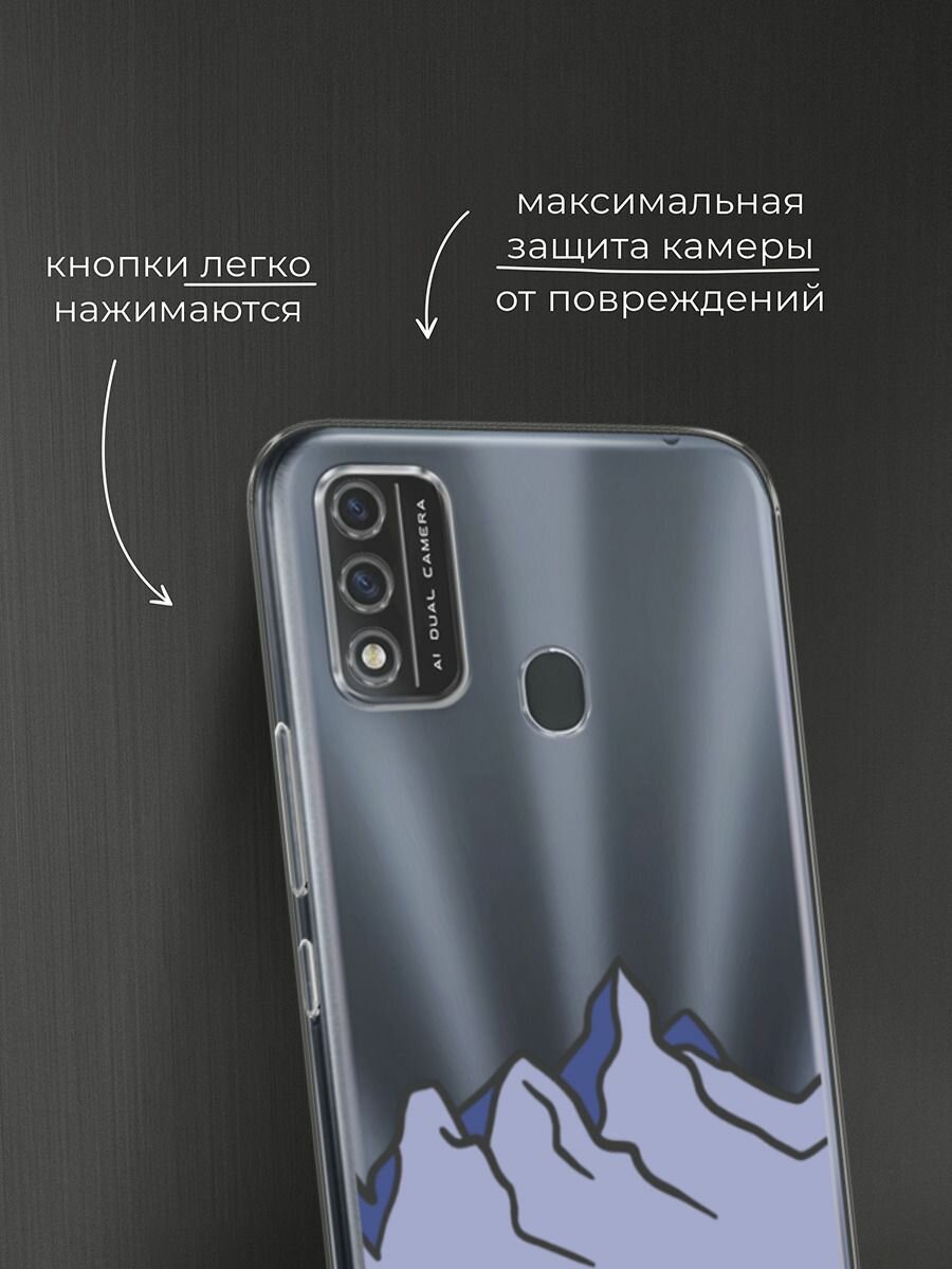 Силиконовый чехол на Itel A48 / Ител А48 с принтом "Гора", прозрачный — фото 1