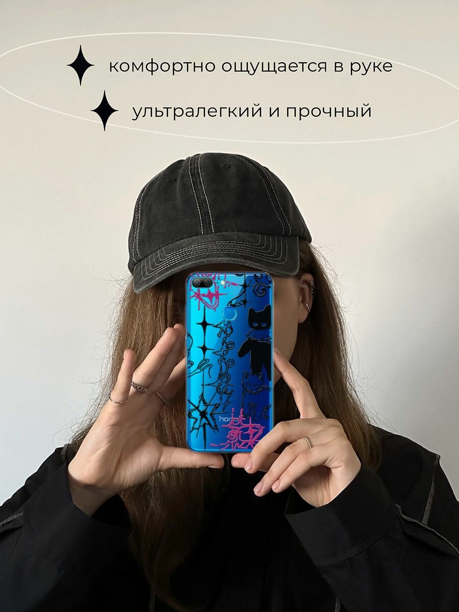 Чехол на Honor 9 Lite / Хонор 9 Лайт с принтом "Готические котики" — фото 1
