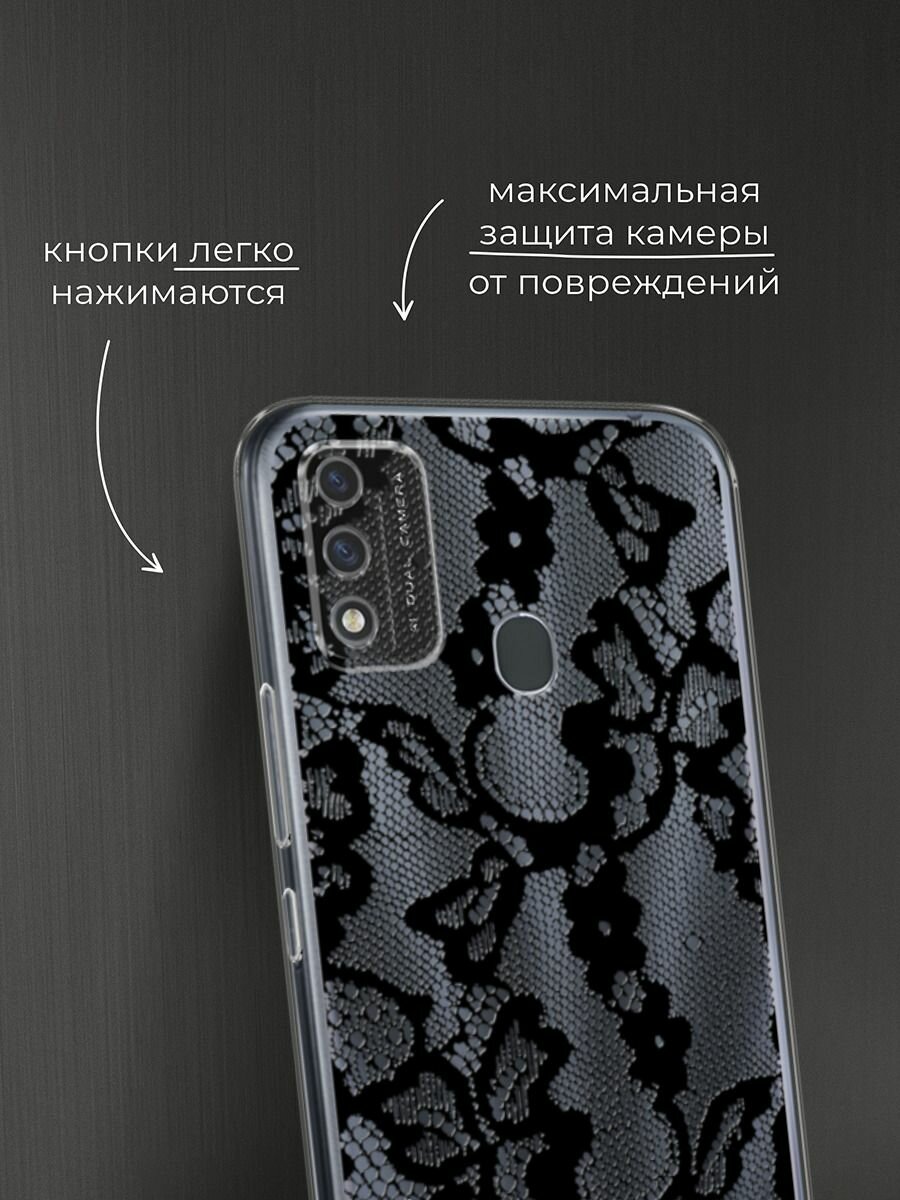 Чехол на Itel A48 / Ител А48 с принтом "Черная сетка 2" — фото 1