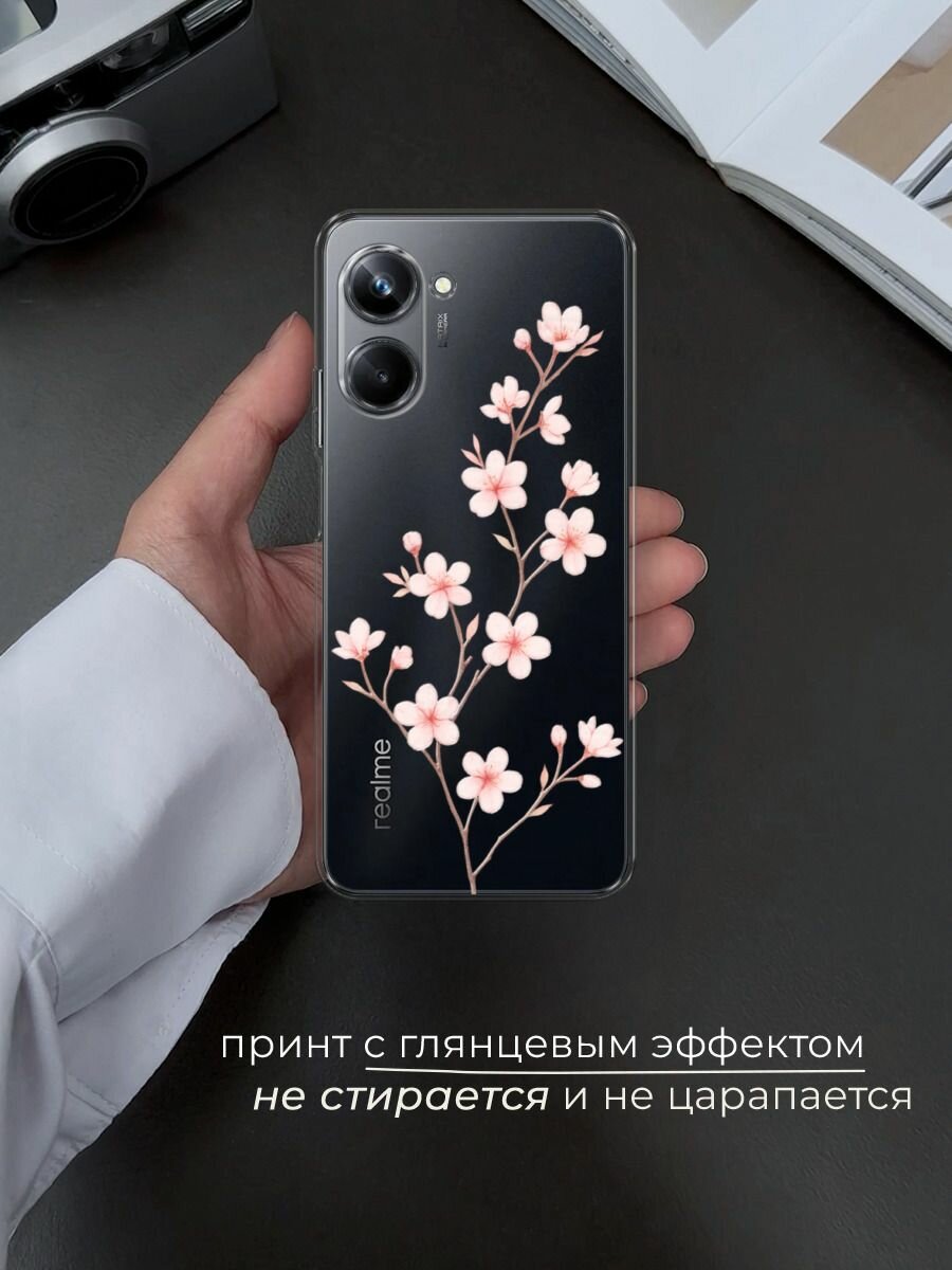 Чехол на Realme 10 Pro / Реалми 10 Про с принтом "Веточка сакуры 2" — фото 1