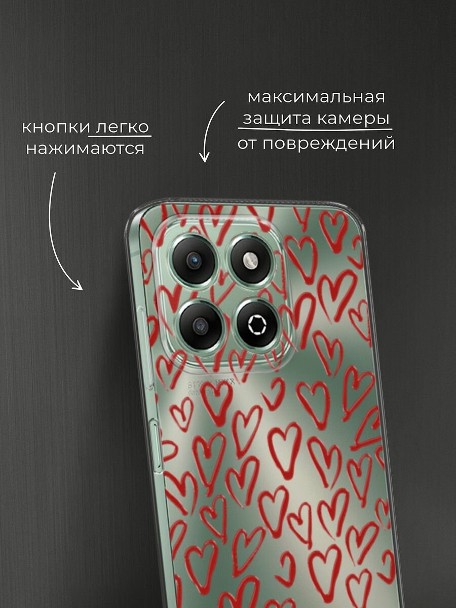 Чехол на Honor X6b / Хонор X6b с принтом "Легкие бордовые сердечки" — фото 1