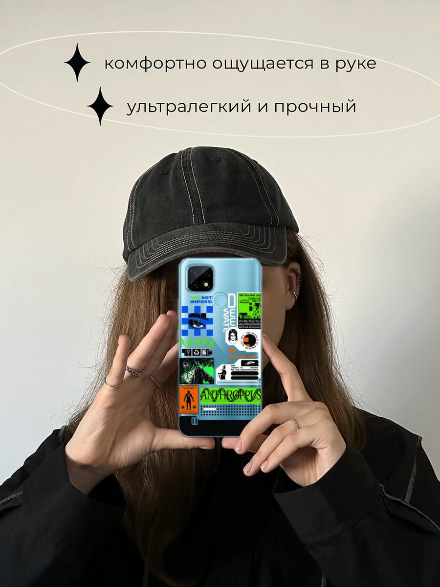Чехол на Realme C21 / Реалми С21 с принтом "Nothing impossible", прозрачный — фото 1