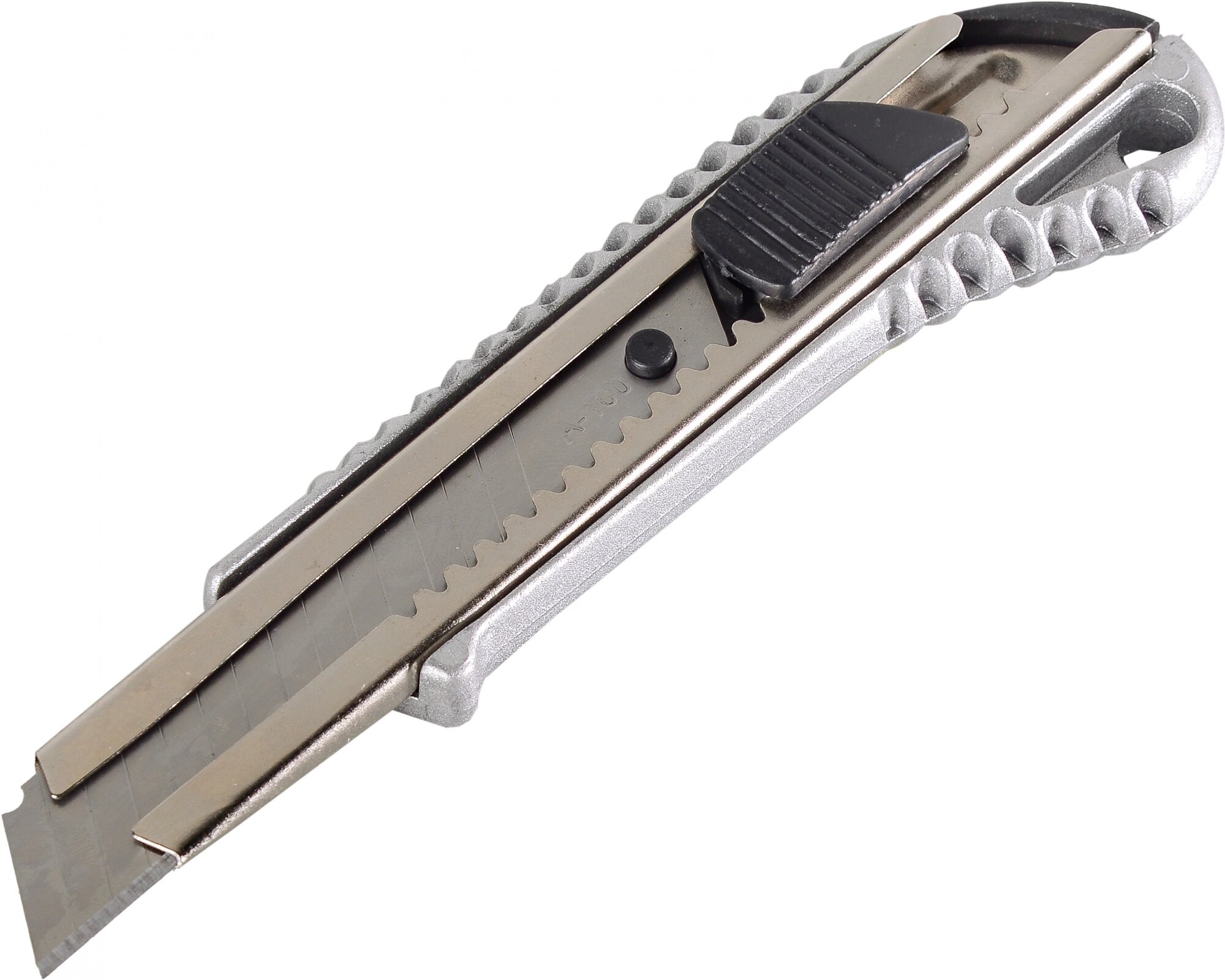 Нож канцелярский вихрь с выдвижным лезвием 18 мм (металл. корпус), автоматический фиксатор