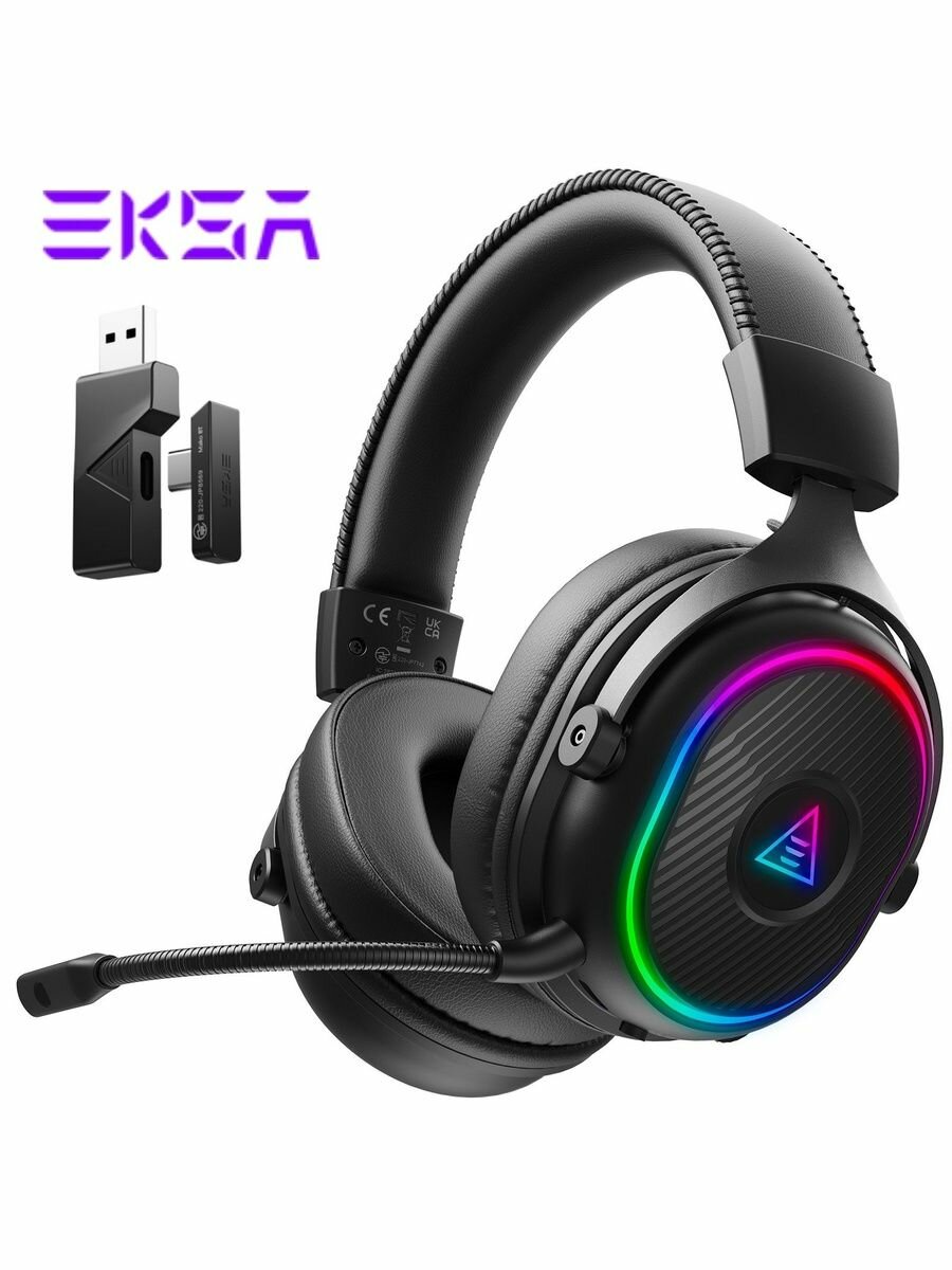 EKSA Наушники беспроводные с микрофоном, Bluetooth, 3.5 мм, черный матовый bluetooth наушники с микрофоном 3.5 мм наушники черные матовые наушники