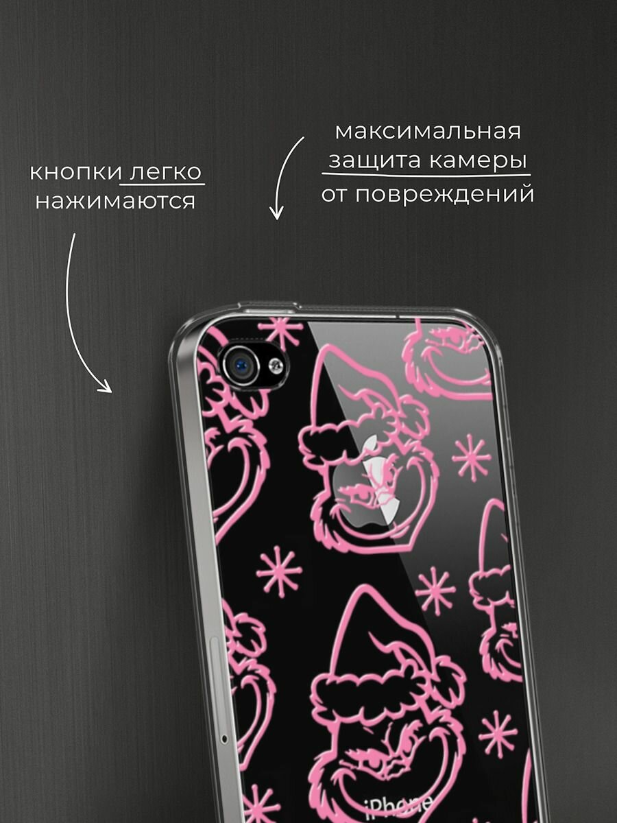 Чехол на Apple iPhone 4/4S / Айфон 4/4S с принтом "Розовый Гринч 3" — фото 1