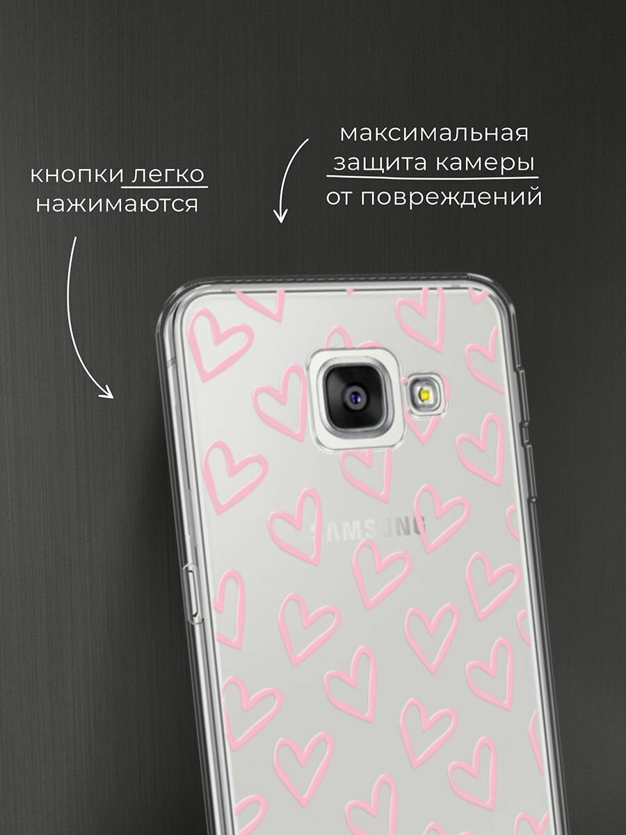Чехол на Samsung Galaxy A3 2016 / Самсунг Галакси А3 2016 с принтом "Сердца паттерн" — фото 1