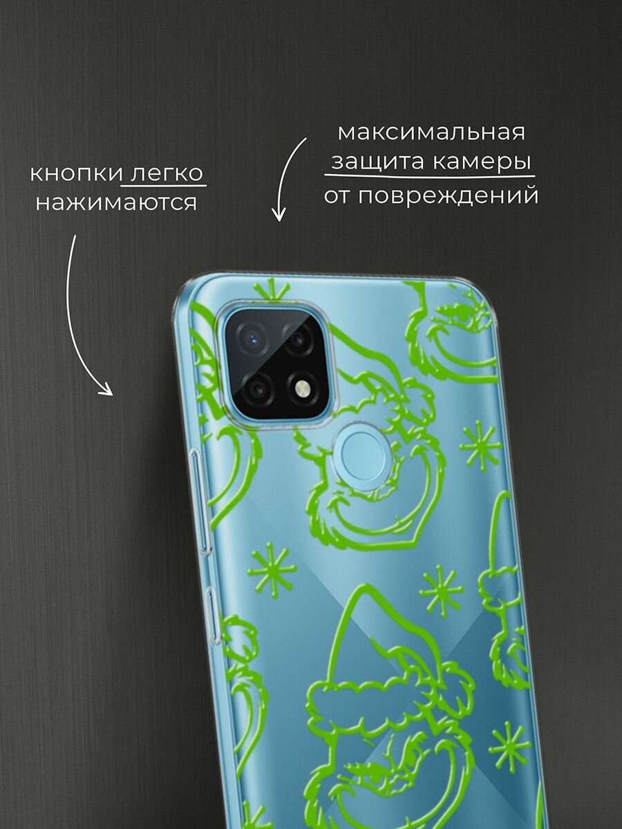 Чехол на Realme C21 / Реалми С21 с принтом "Зеленый Гринч 3" — фото 1