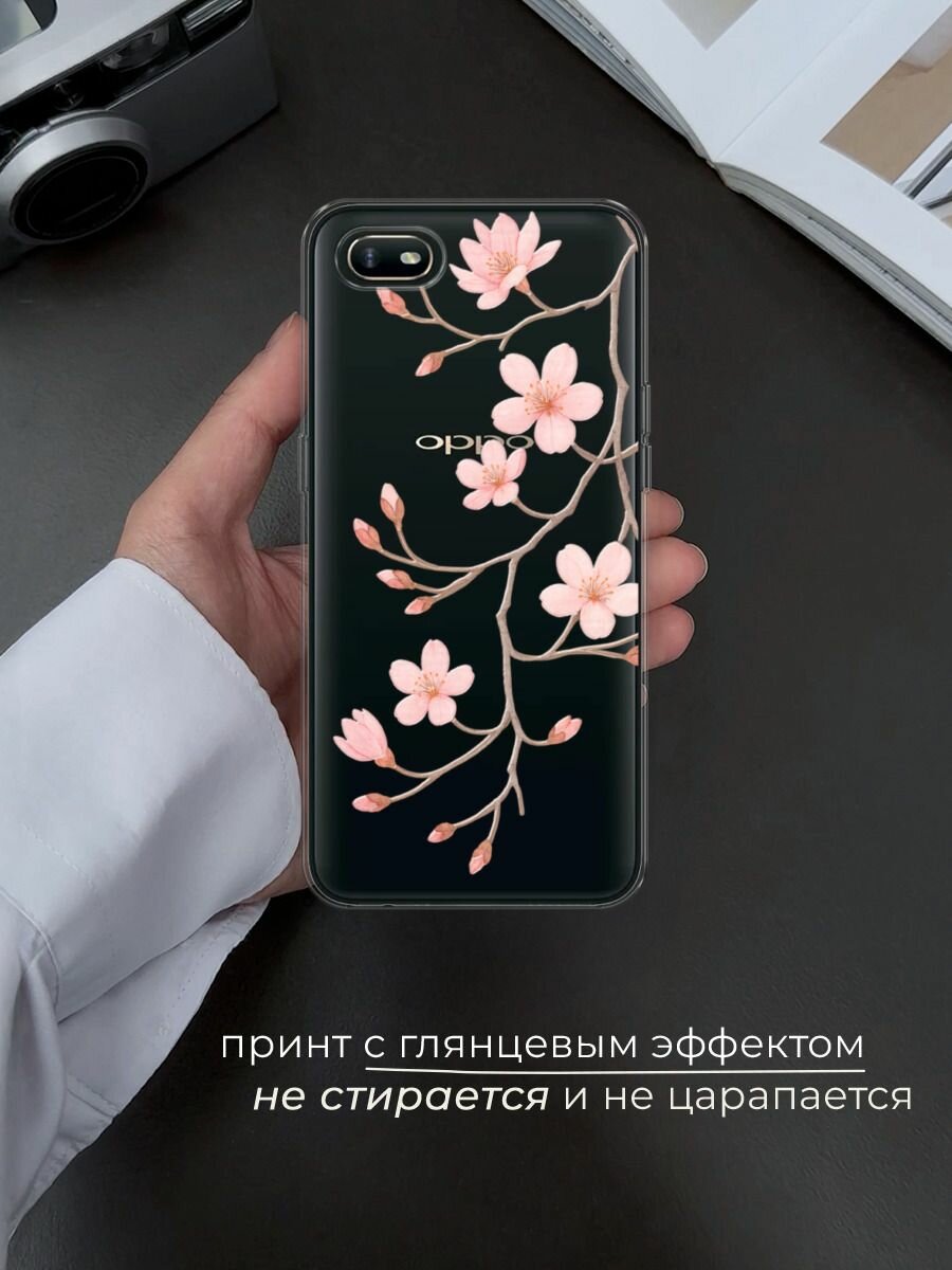 Чехол на Oppo A1k / Оппо А1к с принтом "Веточка распускающейся сакуры 2" — фото 1