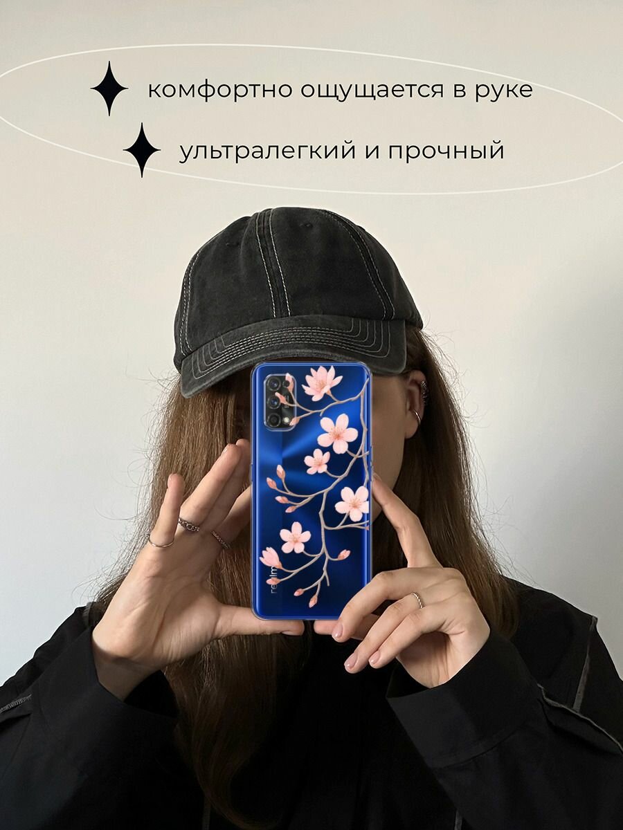 Чехол на Realme 7 Pro / Реалми 7 Про с принтом "Веточка распускающейся сакуры 2" — фото 1