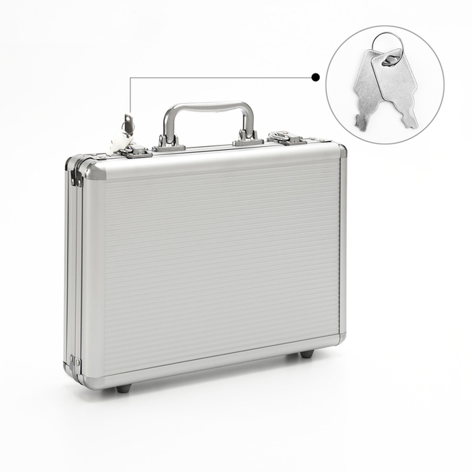 Металлический кейс для покера, размер 30 х 21 х 6.5 см, серебристый