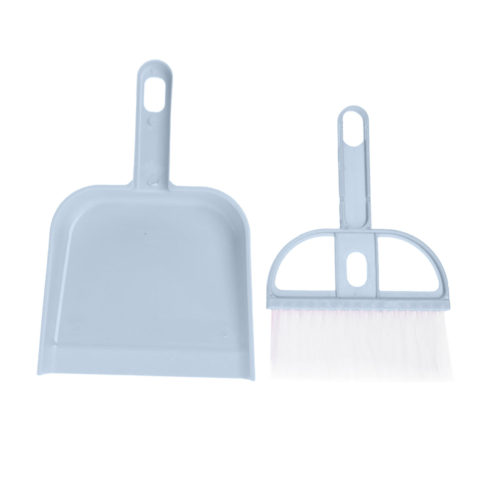 Набор из 2 предметов, набор маленькой метлы и совка, многофункциональный пластиковый мини-совок для ручного веника для рабочего стола, синий