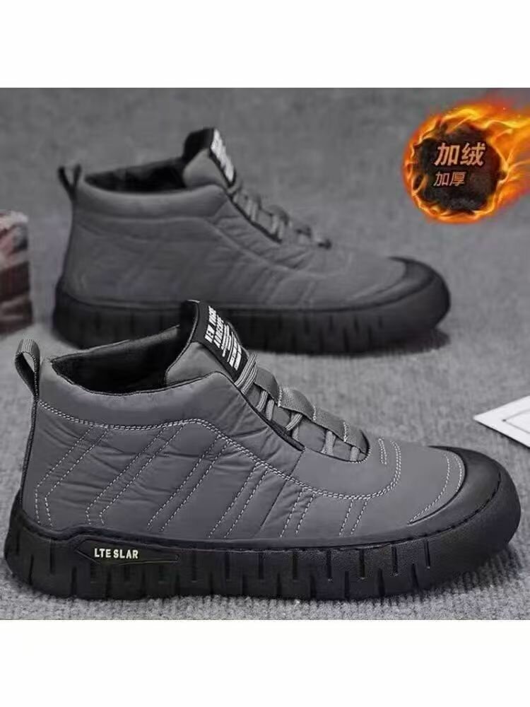 Высокие мужские ботинки на флисовой подкладке, новый зимний стиль, теплые повседневные ботинки из хлопковой кожи, водонепроницаемые и морозостойкие рабочие ботинки для снегоступов