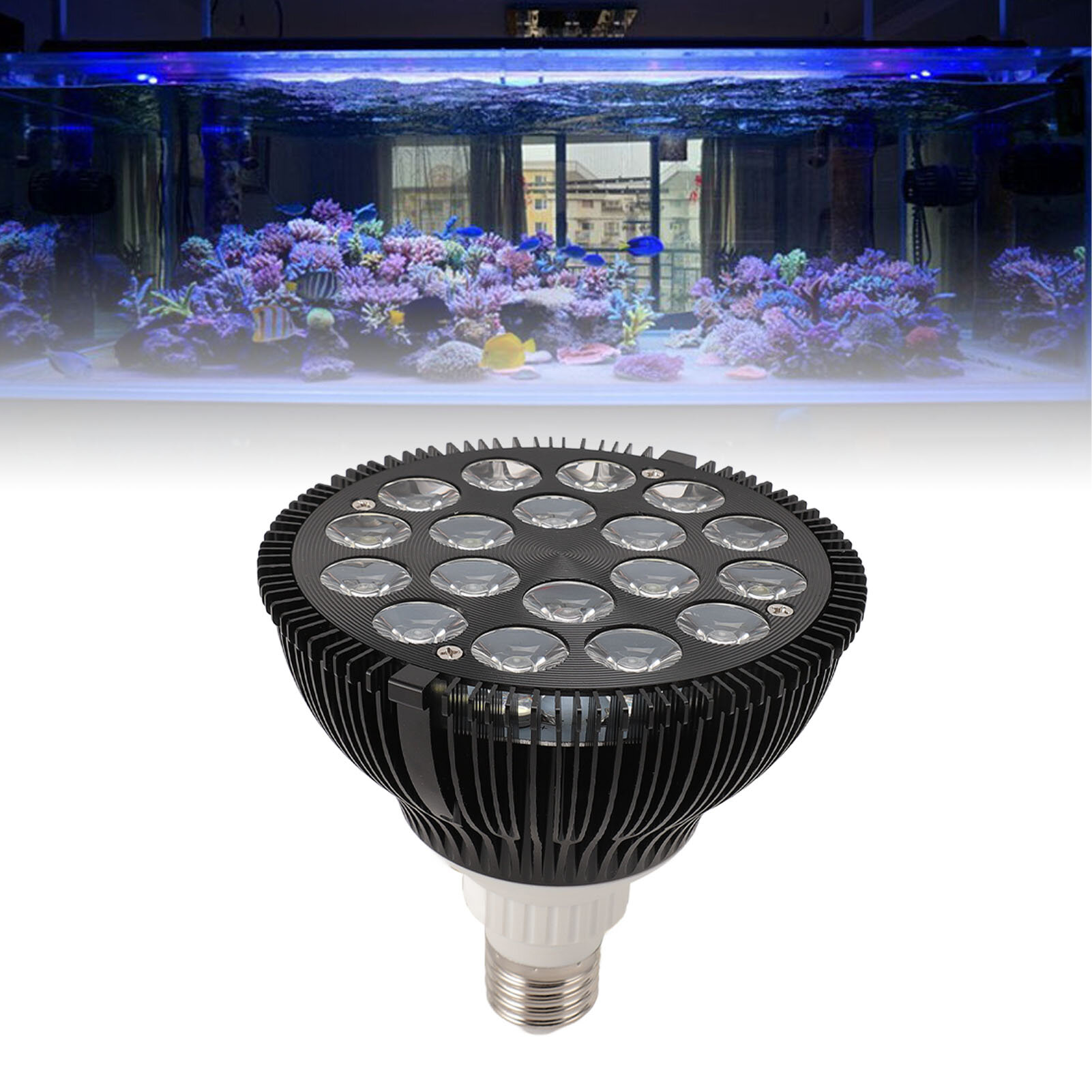 Светодиодные лампы для аквариума, полный спектр, лампа для выращивания водных растений, светодиодные лампы для рифов, кораллов, морских водорослей, место обитания черепах 18 Вт