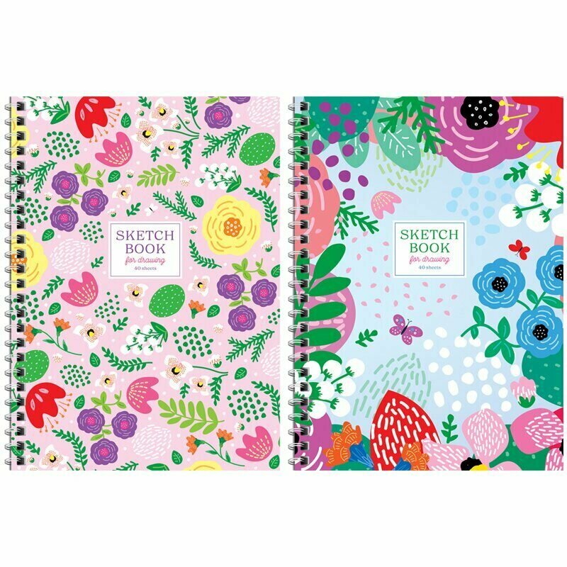 Скетчбук 40л. А5 на гребне ArtSpace "Summer garden", 120 г/м2, тв. обл, офсет, СоА540т_38358