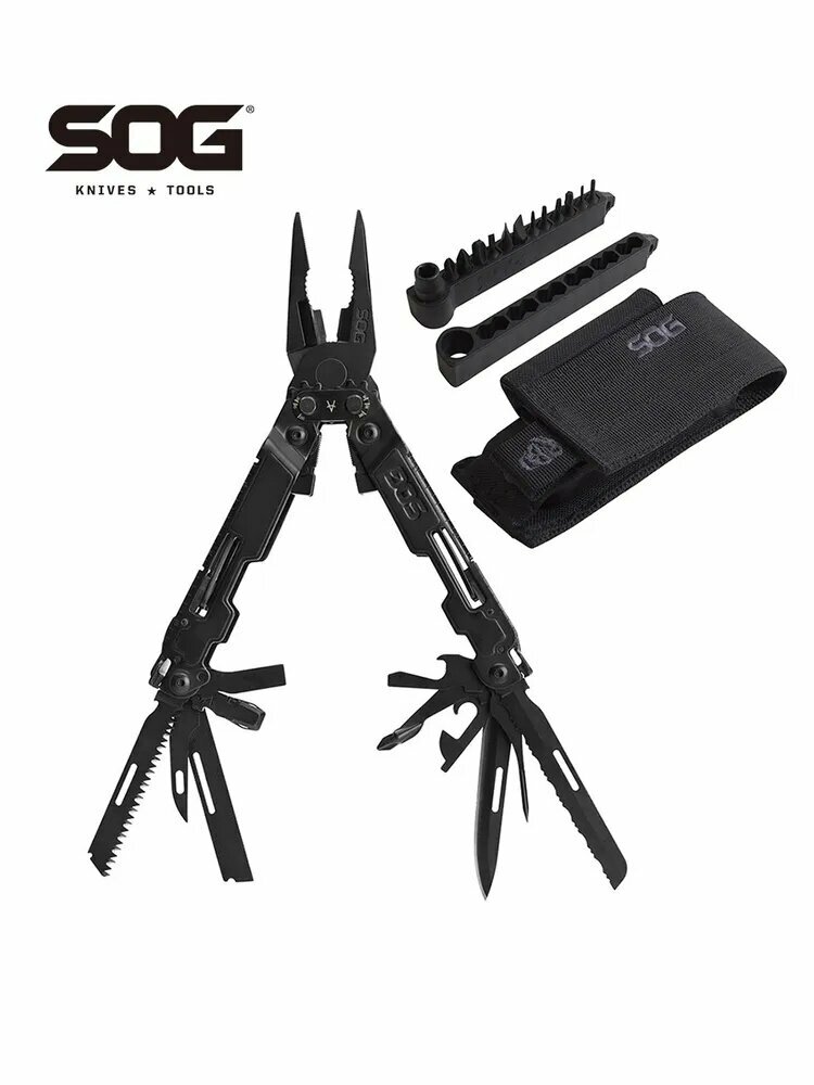 SOG PowerAccess Многофункциональные складные плоскогубцы с набором насадок и нейлоновым чехлом, PA2002-CP