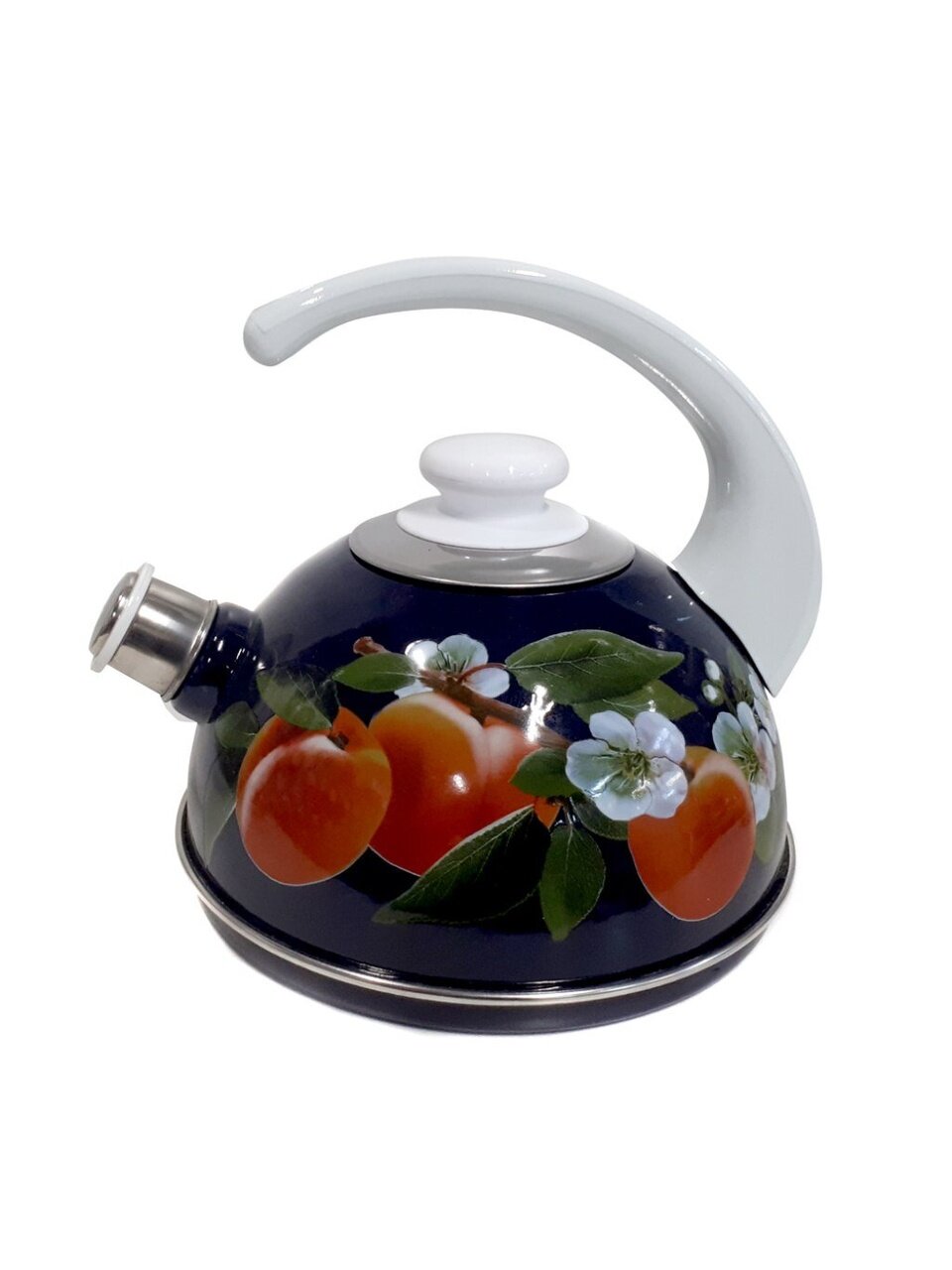 Рубин чайник для плиты из эмалированной стали со свистком, 2.5 л, синий