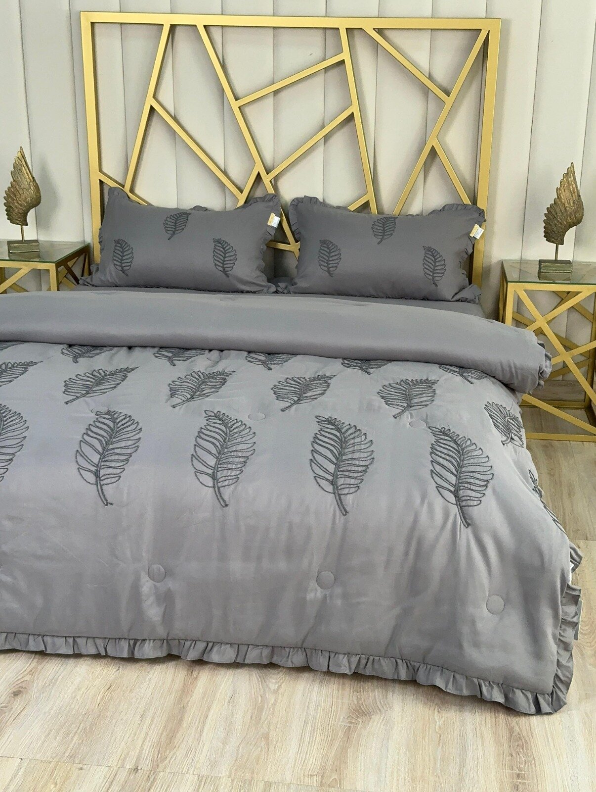 Постельное бельё MISS SWEET "Зефирка", с одеялом, хлопок/вискоза, графитовый цвет