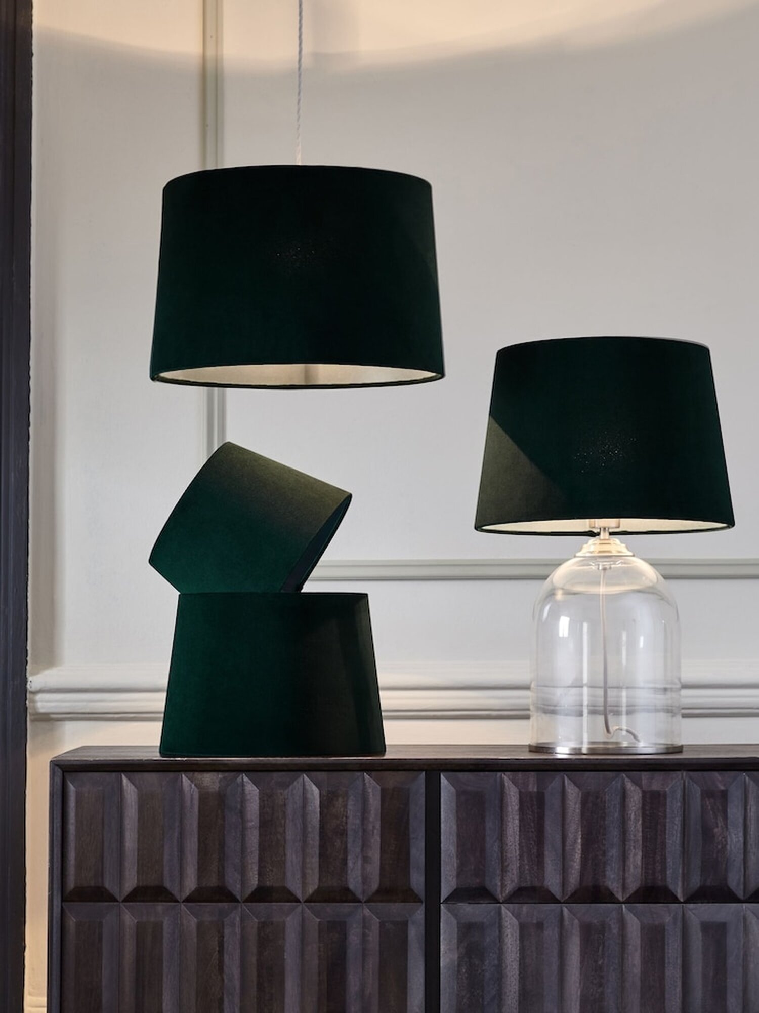 Абажур NEXT Velvet Easy Fit, 26,5x40,5 см, зеленый, полиэстер