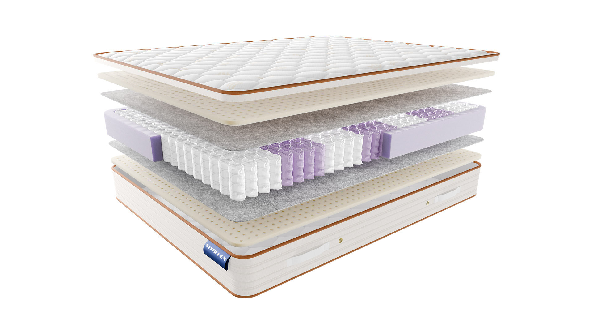Матрас Vitaflex Easy 2 S500 90х200 серии Nature высота 21 см анатомический мягкий латексный Независимые пружины