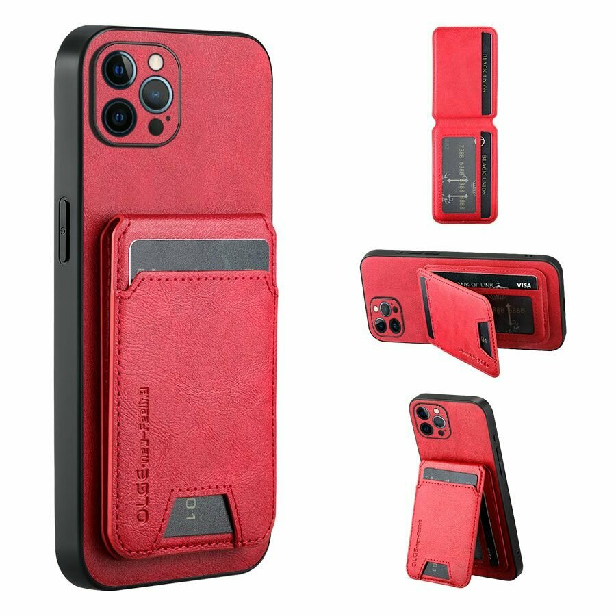 Картхолдер мужской на Apple iPhone 12 Pro Max (айфон 12 про макс) с MagSafe-Чехол бумажник