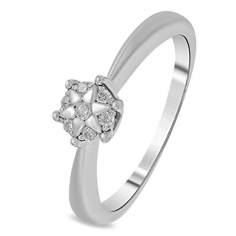 Кольцо, белое золото, 585 проба, родирование, бриллиант