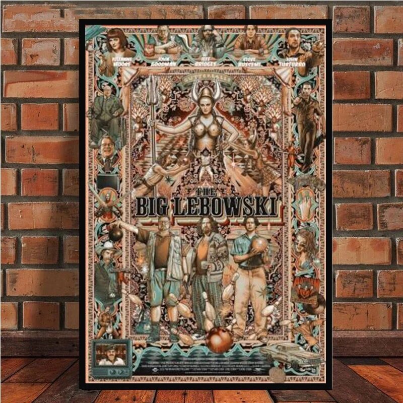 Большой Лебовски (1998) Постер на холсте Бирюзовый, A4447-4, 50x70cm no frame