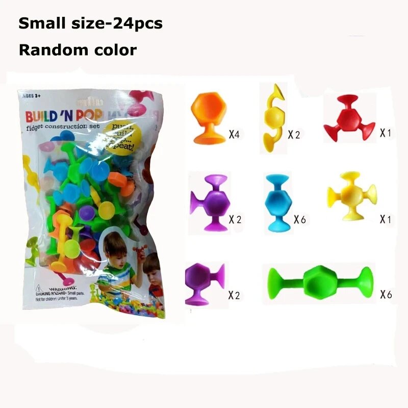 Детский силиконовый конструктор на присосках 24pcs-511715