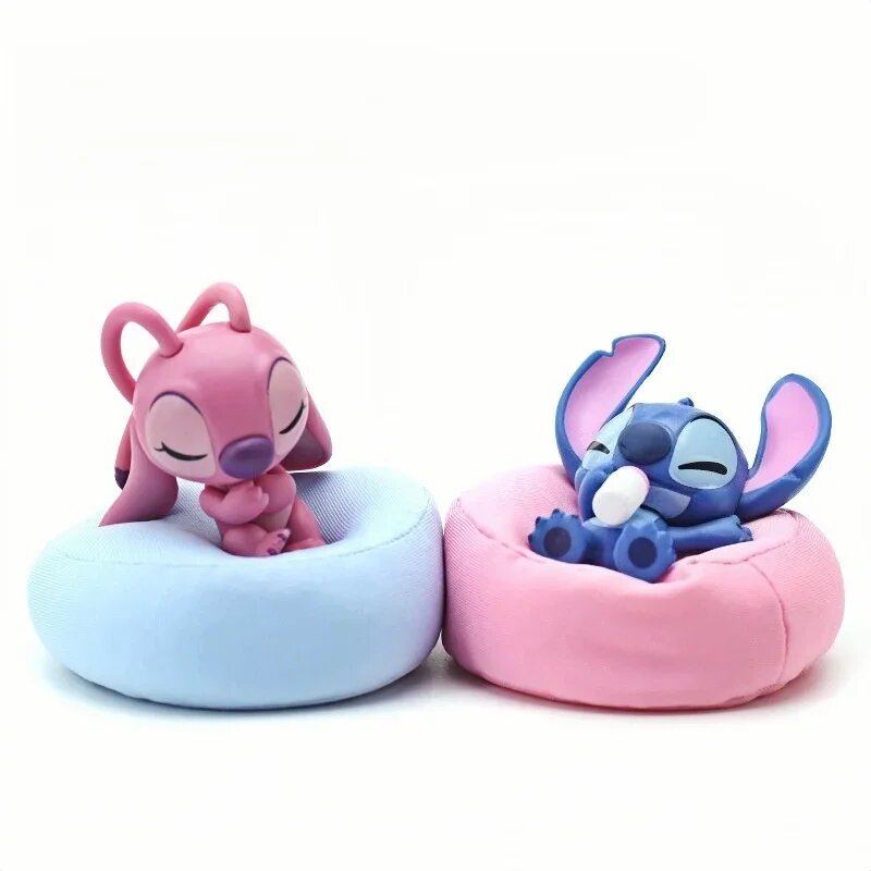 2 модели куколок Стича в позе сна + арт-куколка Энджел из мультфильма — декоративные фигурки для коллекции