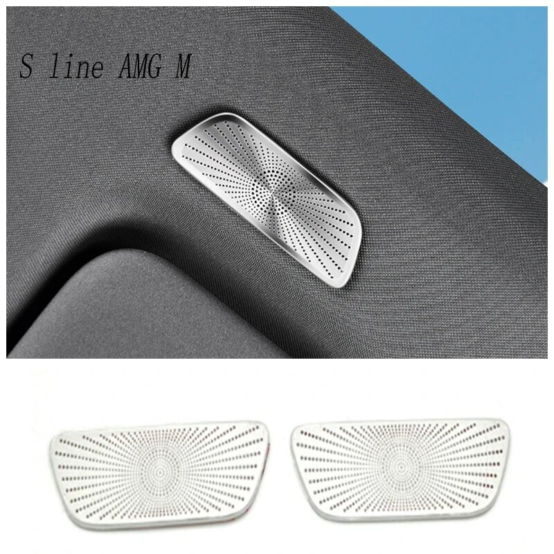Для Volvo XC60 XC90 S60 S90 V60 V90 2018-2025 Стайлинг автомобиля, воздуховыпускное отверстие на крыше, динамик, звуковой сигнал, пылезащитная крышка на заднее сиденье, наклейка, отделка Car roof Silver