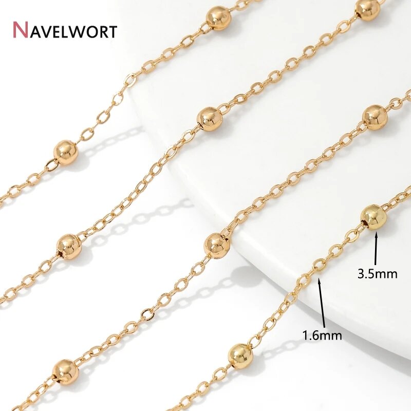 Цепочка бисерная позолоченная 14K gold Plated, 2 метра