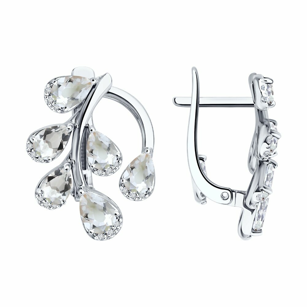 Серьги, белое золото, 585 проба