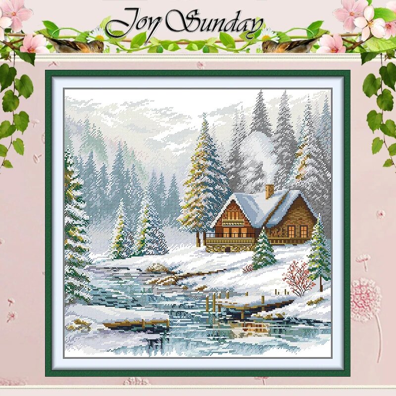 Набор для вышивки крестом Joy Sunday "Холодное утро", 16CT, пейзаж