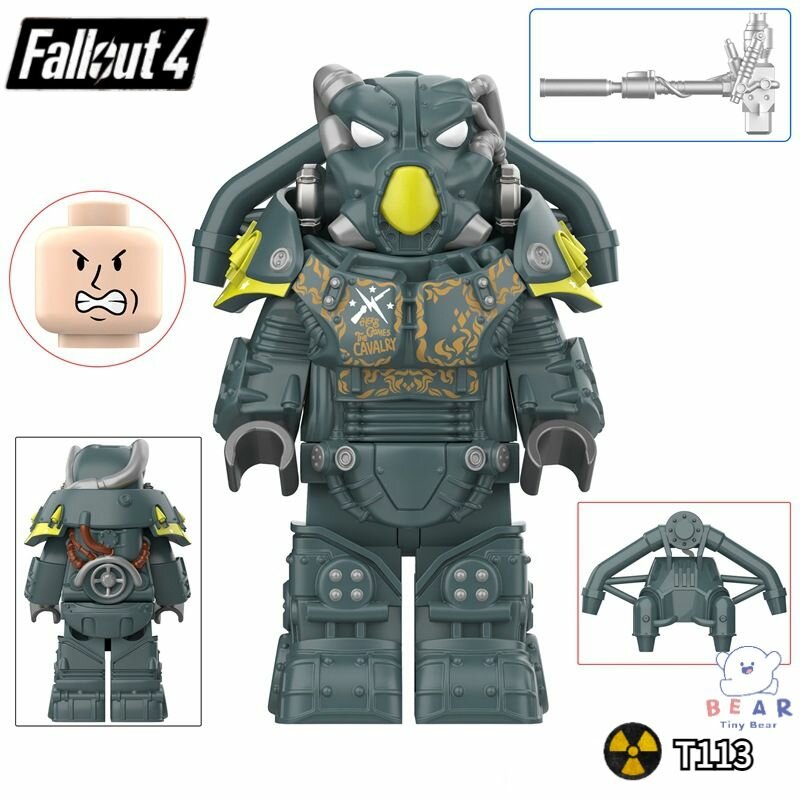 Минифигурка в силовой броне из серии игр Fallout, конструктор брони радиационного злодея, совместимый с Le Go FALLOUT