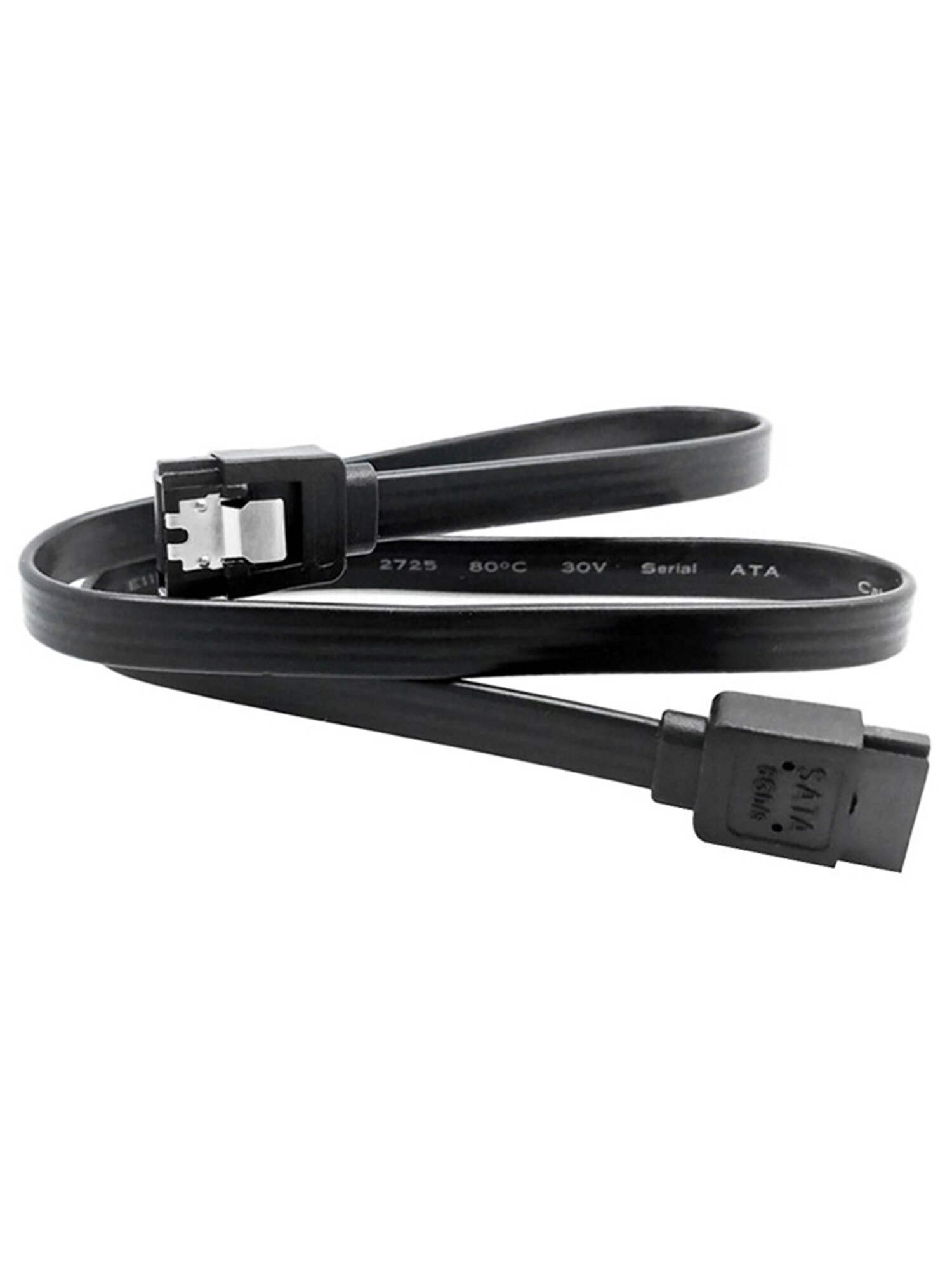 Кабель 5bites, SATA v3.0(7F/7F), 0.45м, защелка, черный [SATA3-7PL45S-(BK)]