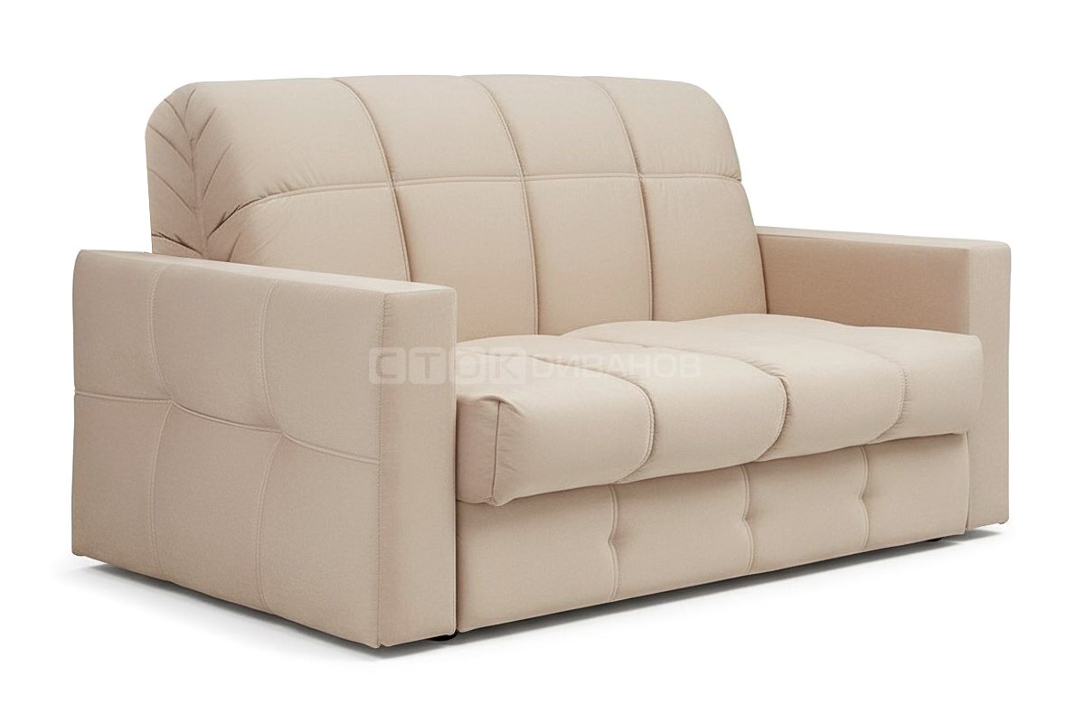 Диван Сток Диванов Соната Beige бежевый велюр 180 см, механизм аккордеон на металлокаркасе