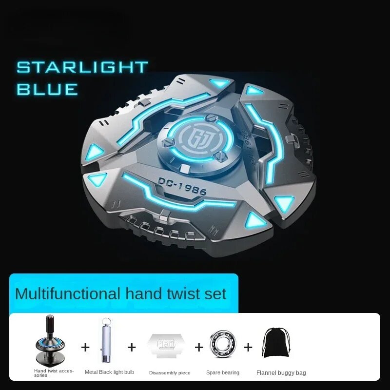 Спиннер из металлического сплава, светящийся гироскоп на кончике пальца, анти-тревога, EDC, волчок, наконечник, снимающие стресс, игрушки для взрослых и детей Голубой, Multifunction