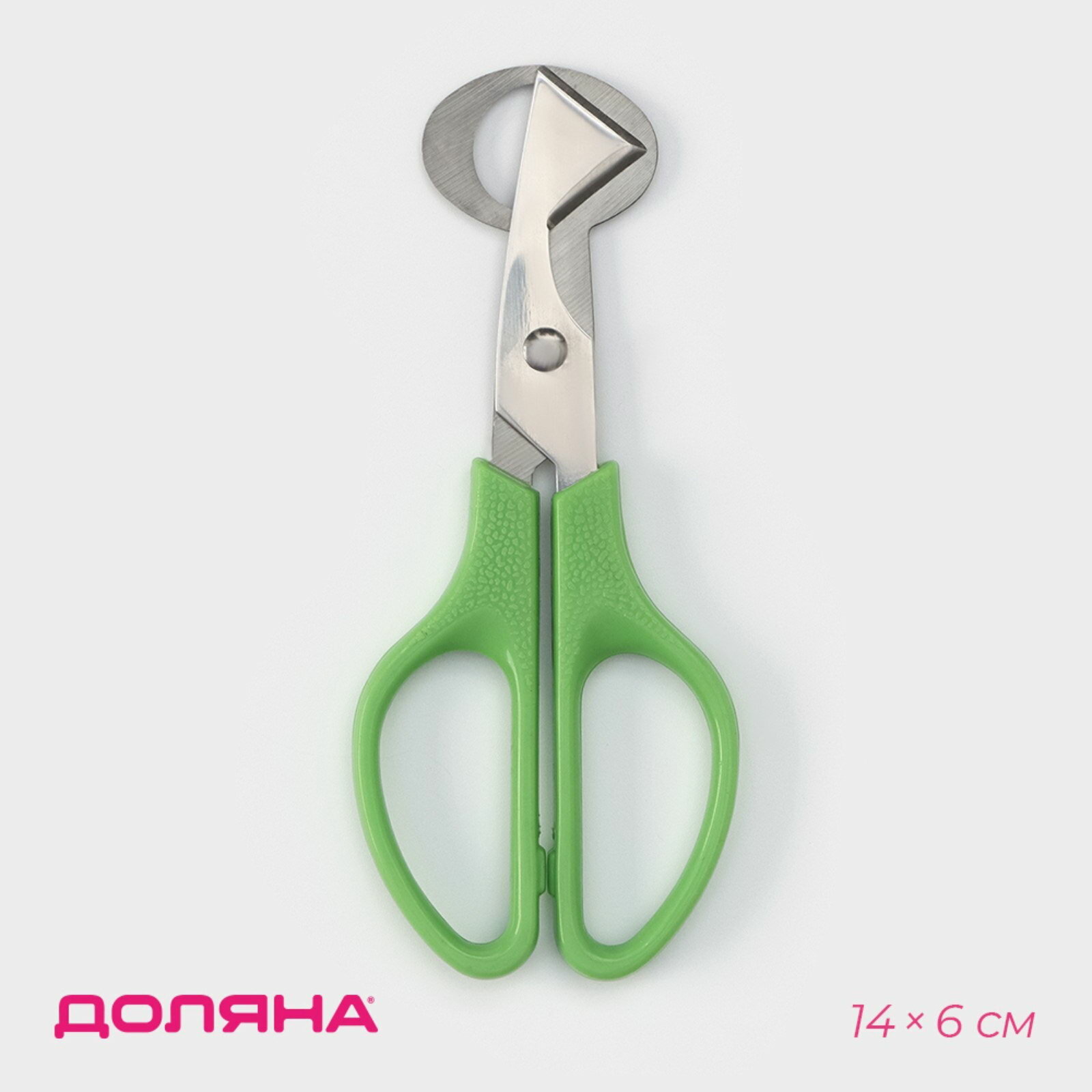 Ножницы для перепелиных яиц 14x6 см, зелёные, назначение: для яиц