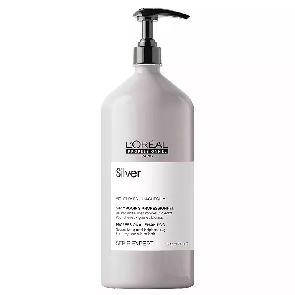 L'Oreal Professionnel Silver Шампунь для нейтрализации желтизны осветленных и седых волос, 1500 мл
