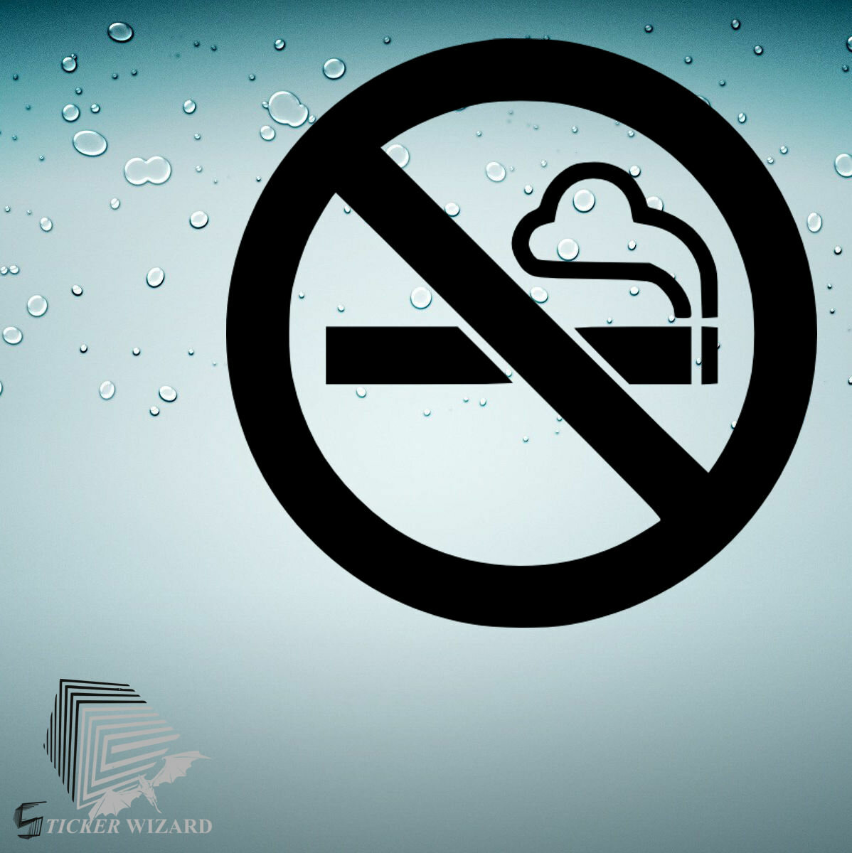 Наклейка виниловая на прозрачной основе (черная) "Курение запрещено"