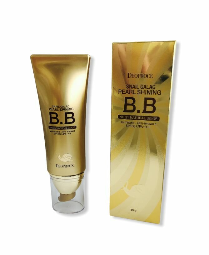 Deoproce Snail Galac-Tox Pearl Shining BB SPF 50+PA+++ тональный ВВ крем с муцином улитки и гиалуроновой кислотой тон #21 (40г.)