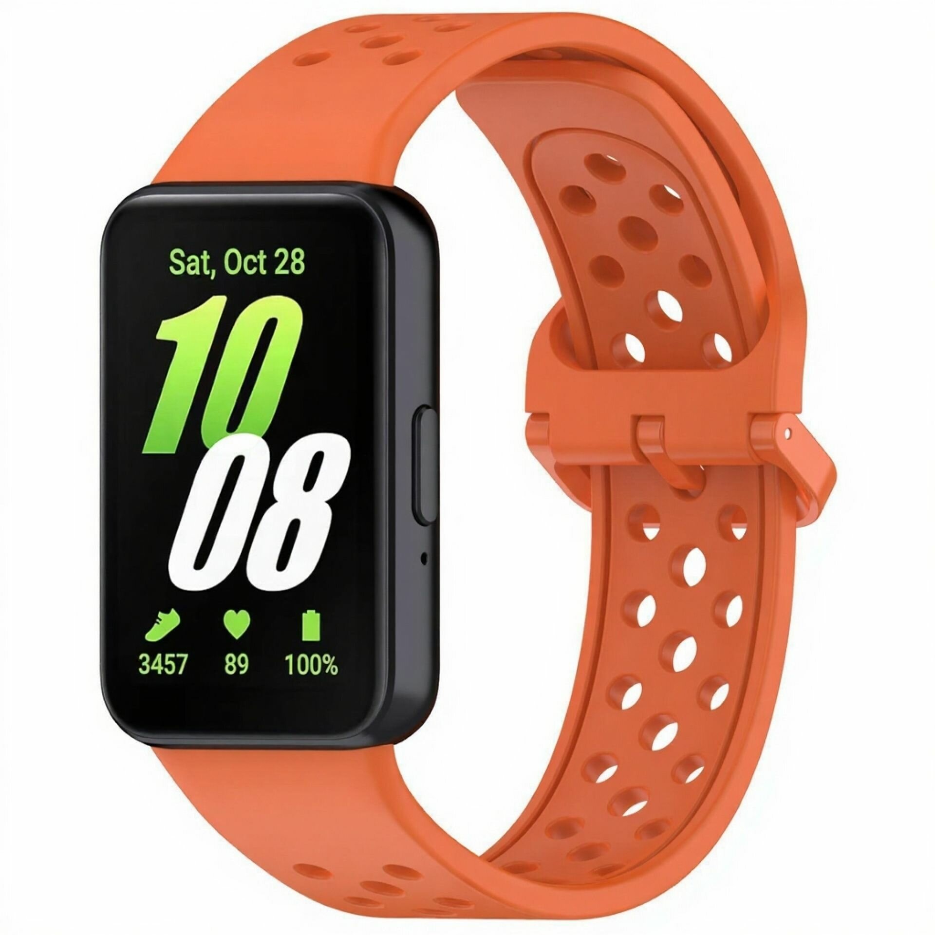 Ремешок Samsung galaxy fit 3 силиконовый с отверстиями оранжевый