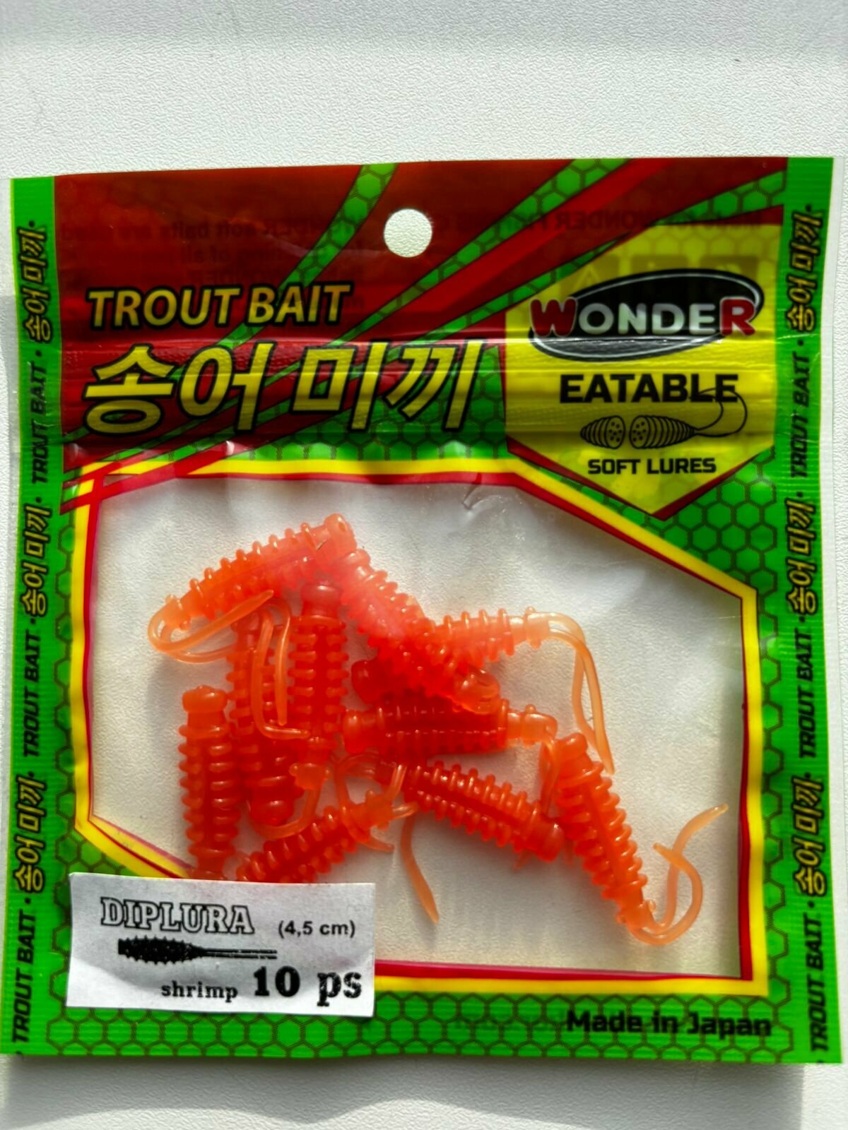Силиконовая приманка для форели Wonder Trout Bait Diplura 4.5см. 10шт. №009
