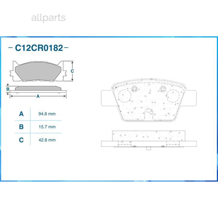 CWORKS C12CR0182 Тормозные колодки задние, Low Metallic