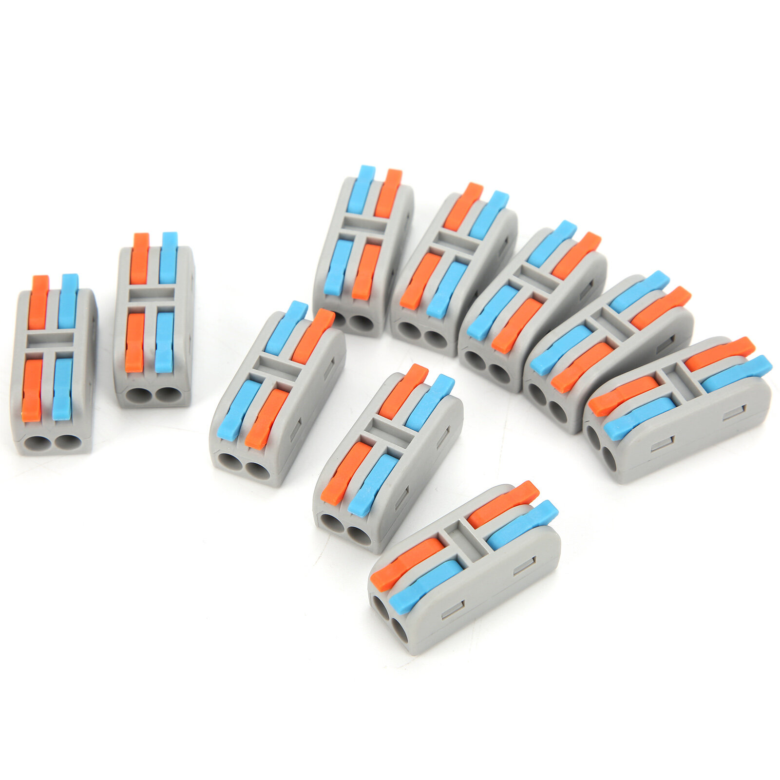 10шт Коннектор для проводов LeverNut 2в2выход Блок терминальный быстрого подключения 250V PCT-2-2M 0.08-4мм² медь ПА 32A 31.5x13x13.5мм для кабелей электротехника AC/DC