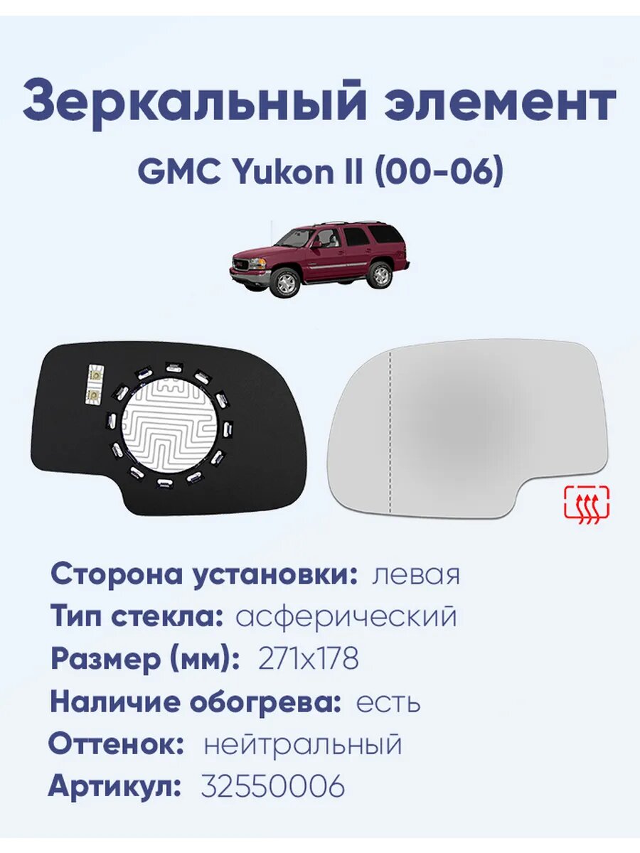 Зеркальный элемент левый GMC Yukon II (00-06)A32550006