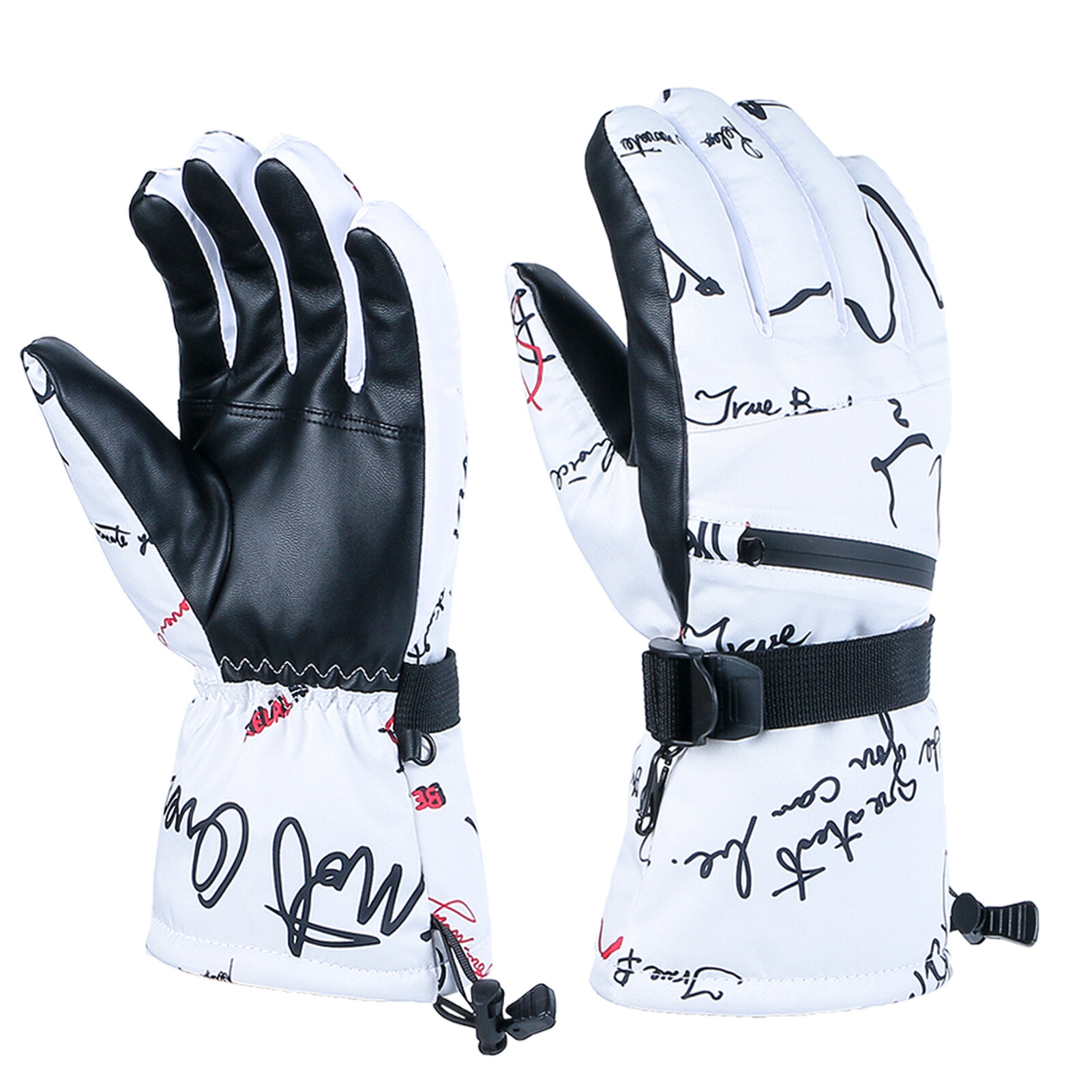 Перчатки для лыж Snow Ski Waterproof Windproof Winter Thermal Outdoor Full-Finger Mittens Warm Touch Screen Cold Weather Hand Warmers для лыжных поездок вождения бега велосипеда, Материал: Полиэстер, Цвет: Синий Белый Серый и белый Красный и белый,