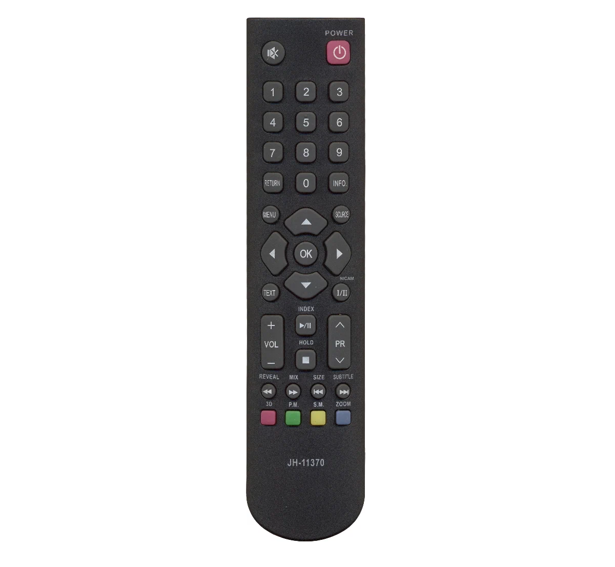 Пульт Huayu JH-11370, для телевизора, Supra, Skyworth, Aiwa, Orion, Irbis, Hyundai, цвет чёрный, ИК-сигнал