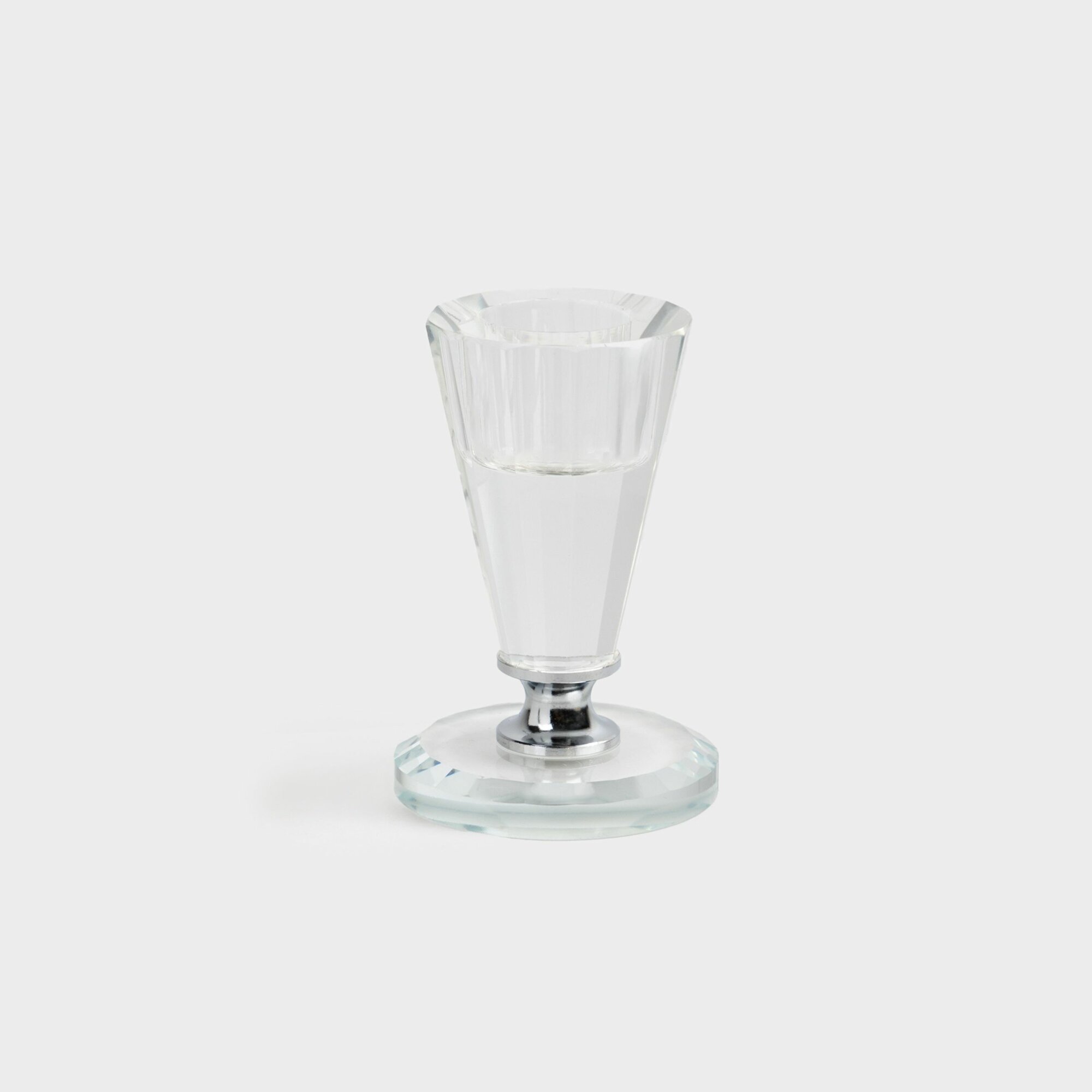 Подсвечник, 8 см, для тонкой свечи, на ножке, кристальное стекло, серебристая ножка, Lux crystal