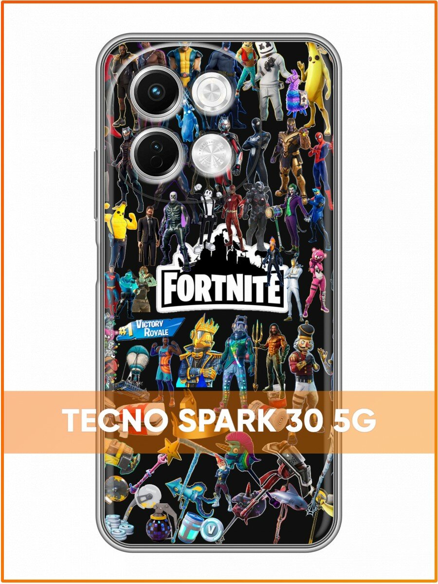 Чехол для Tecno Spark 30 5G с принтом для мальчиков Фортнайт (Техно Спарк 30 5G)