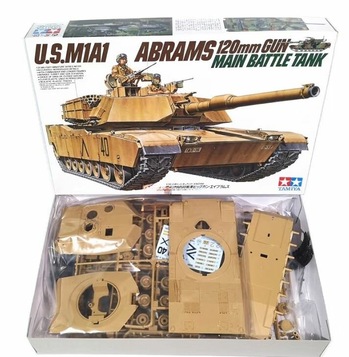 Tamiya 35156 1/35 масштабная пластиковая модель основного боевого танка США M1A1 Abrams, детализированный сборный набор с 120-мм пушкой и фигурками экипажа
